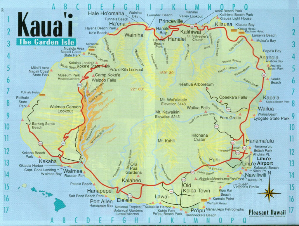 Printable Map Of Kauai Island | Adams Printable Map