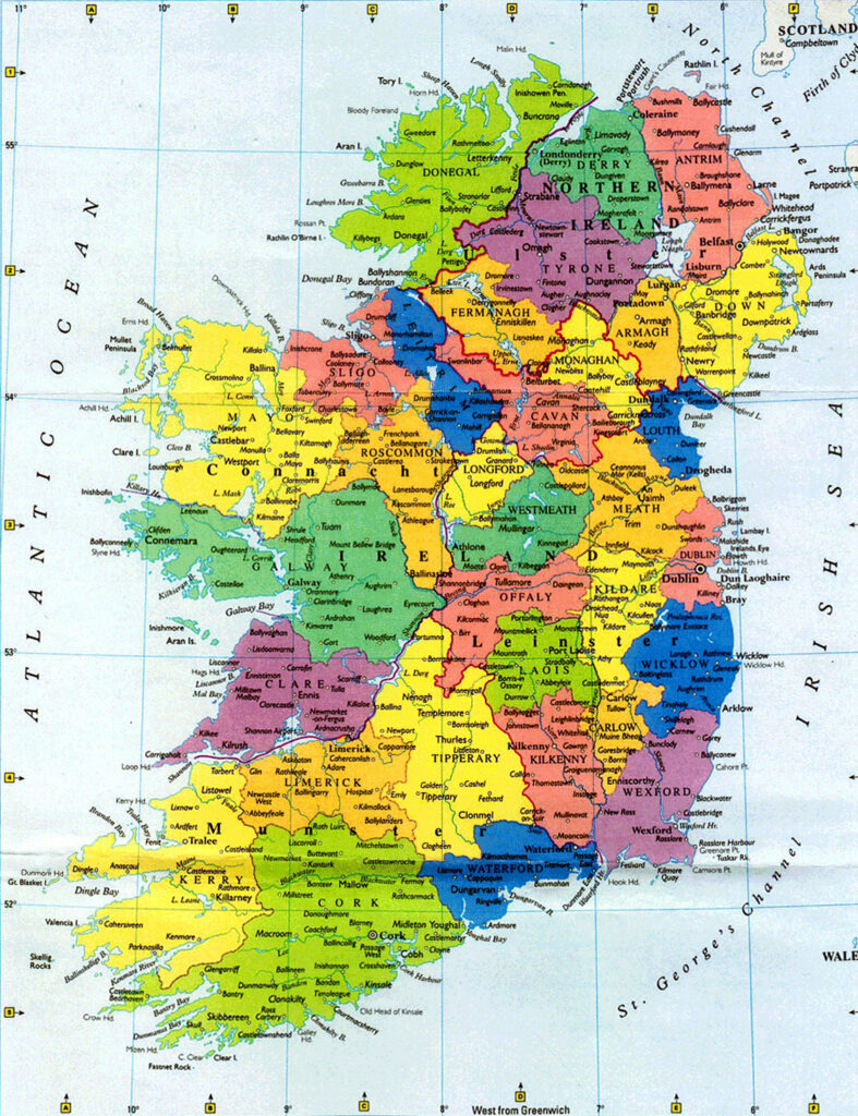 Large Administrative Map Of Ireland With Major Cities Ireland | Adams ...