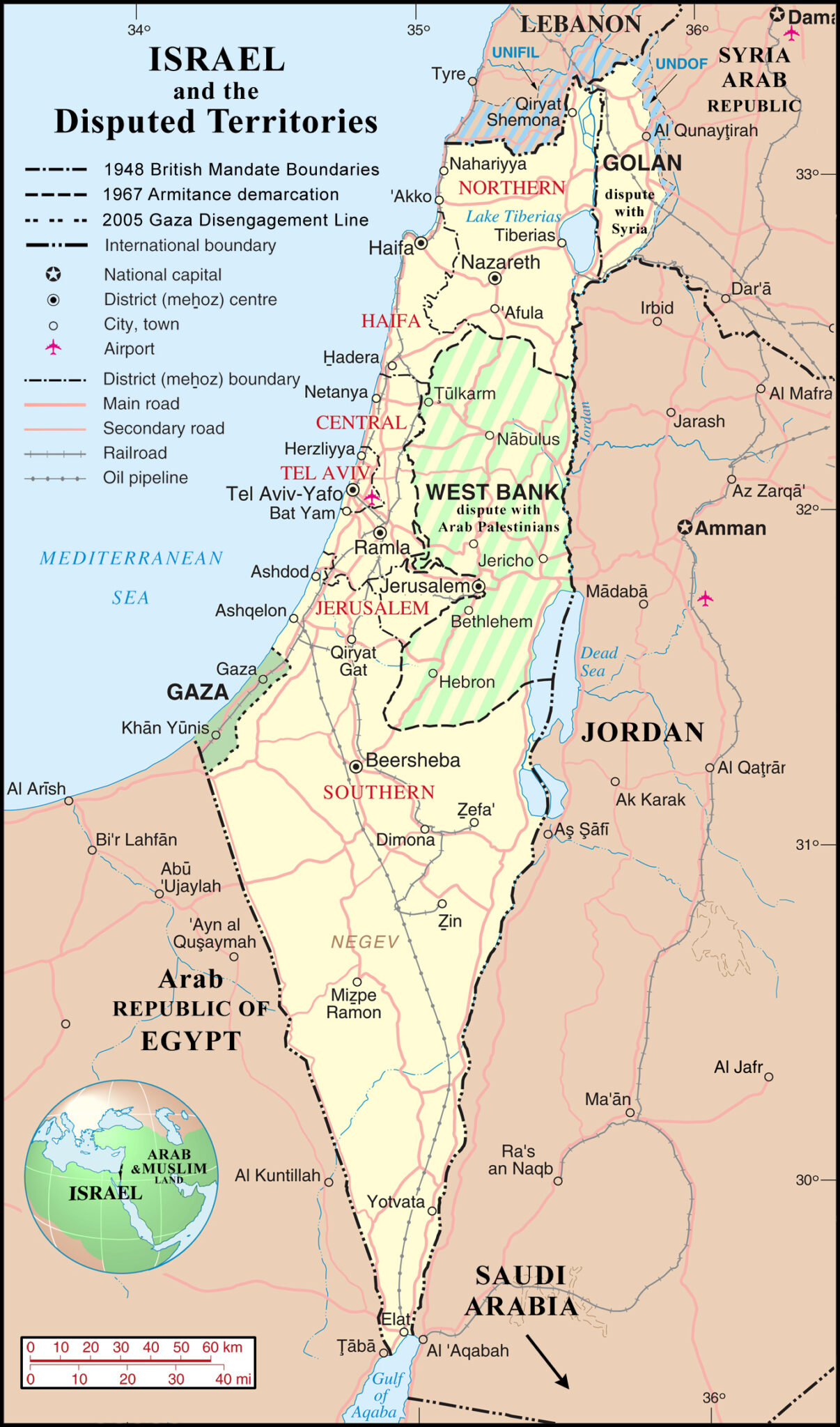 Large Detailed Political And Administrative Map Of Israel With Disputed ...