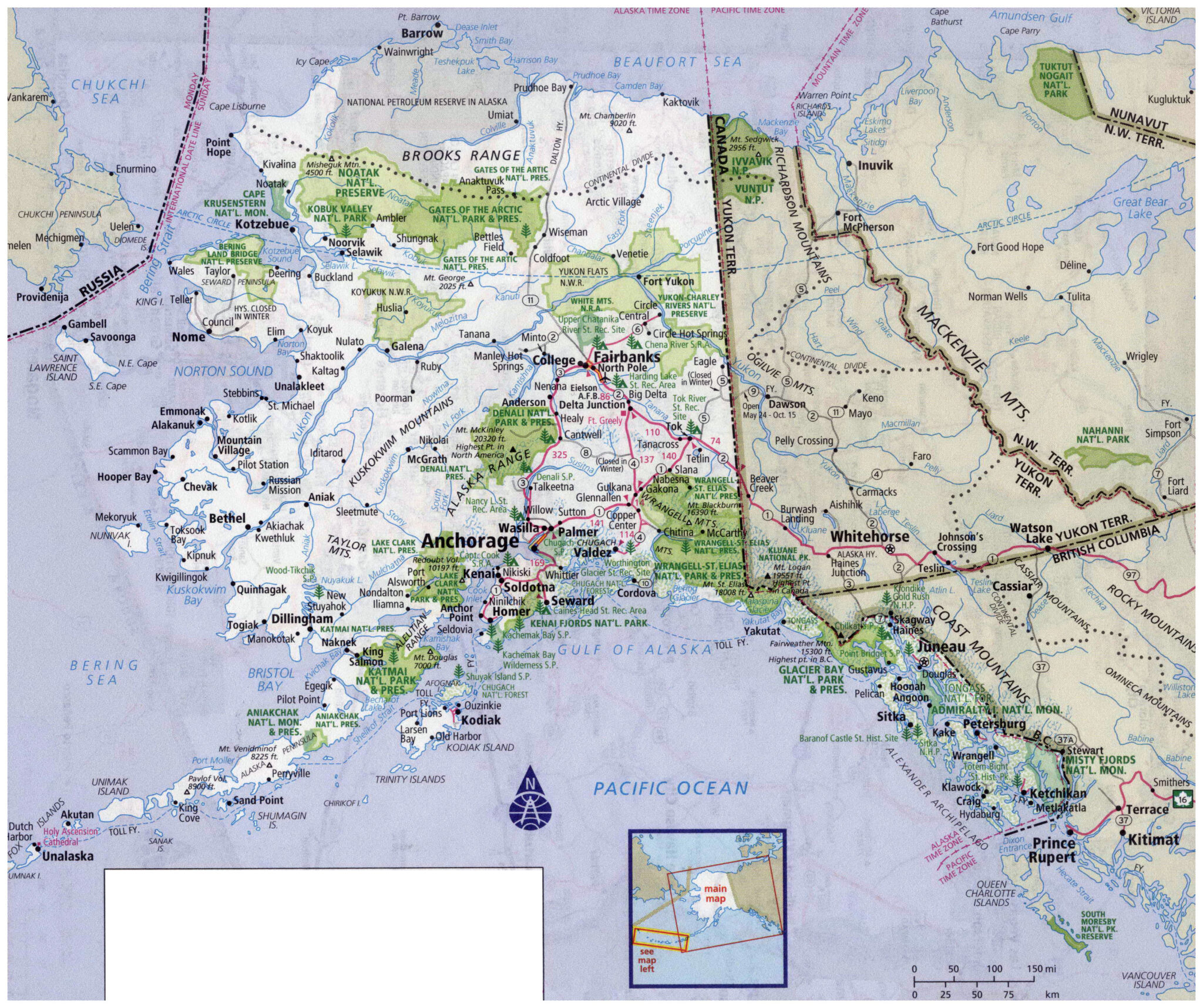 Large Detailed Road Map Of Alaska With All Cities And National Parks ...