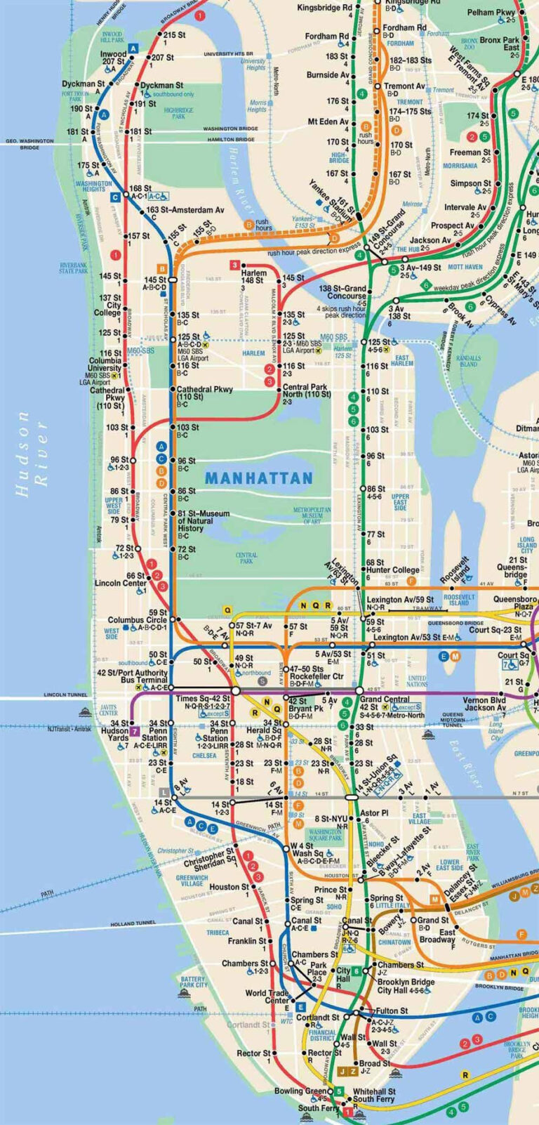 Manhattan Subway Map Printable | Adams Printable Map
