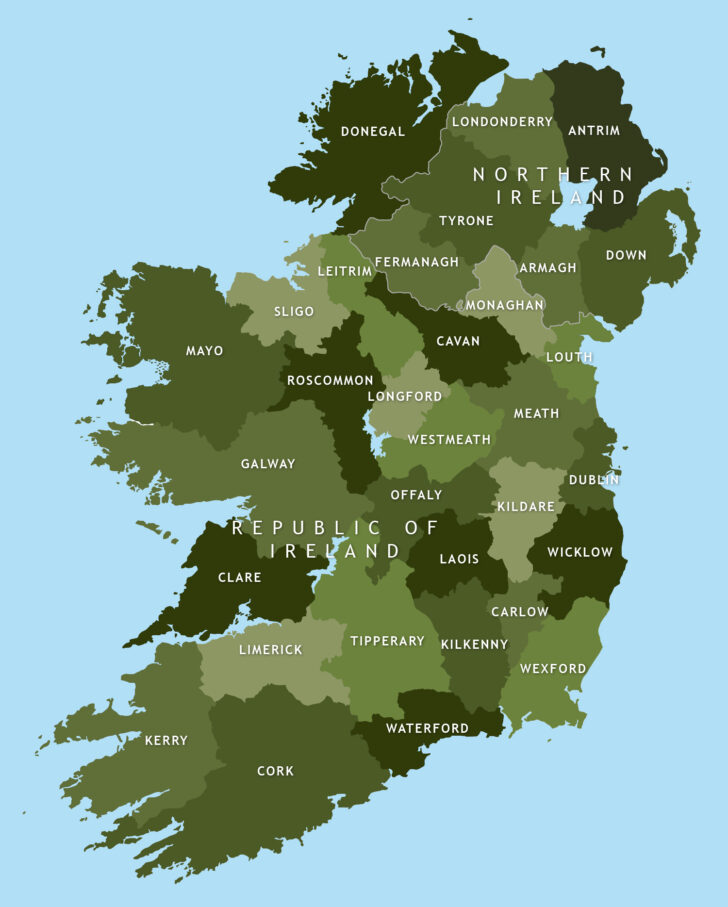 Map Of Irish Counties Royalty Free Editable Vector Map Maproom | Adams ...