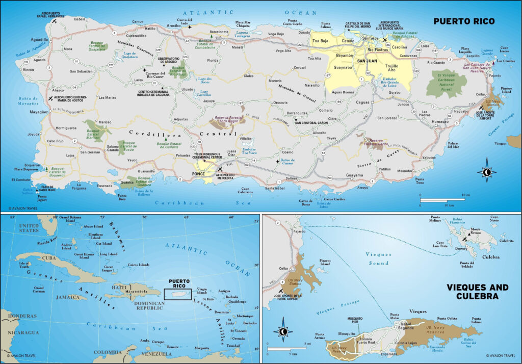 Map Of Puerto Rico TravelsFinders Com | Adams Printable Map