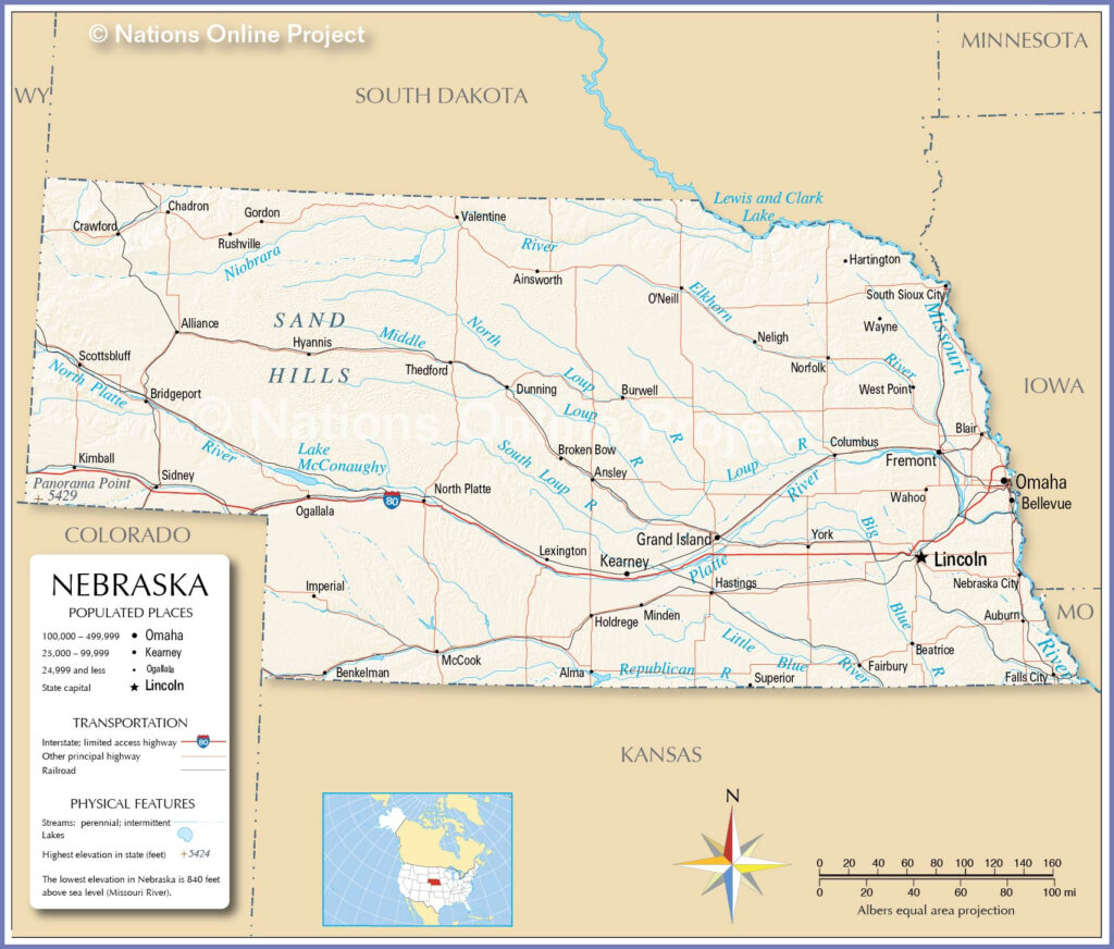 Printable Map Of Nebraska | Adams Printable Map