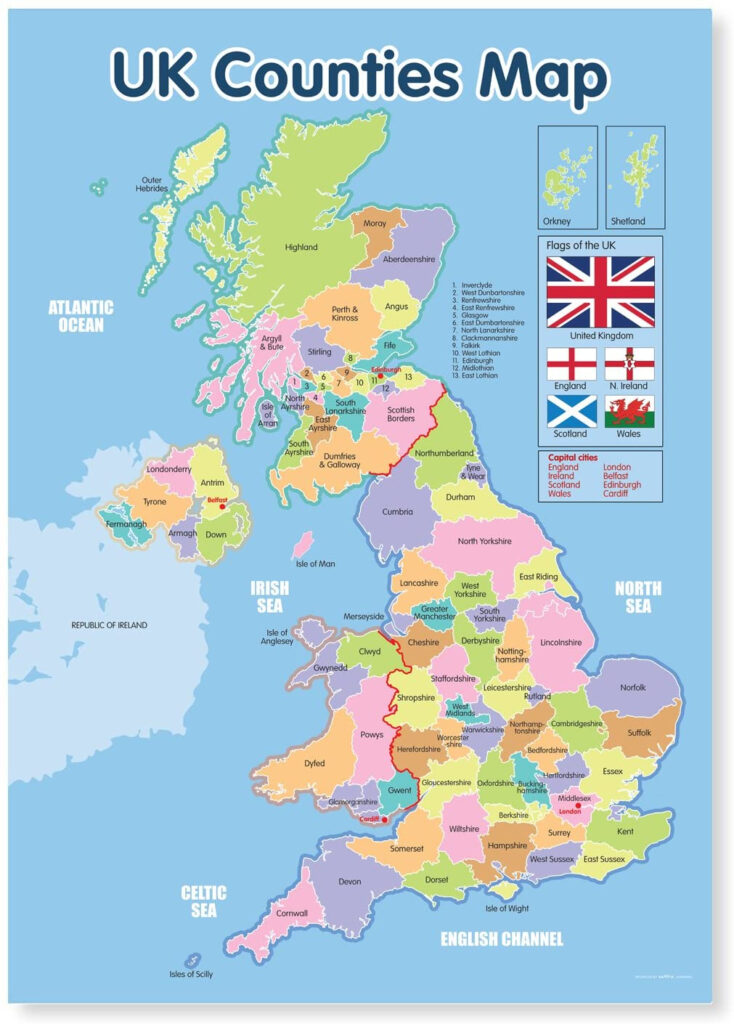 Map Uk Showing Counties Maps Capital | Adams Printable Map
