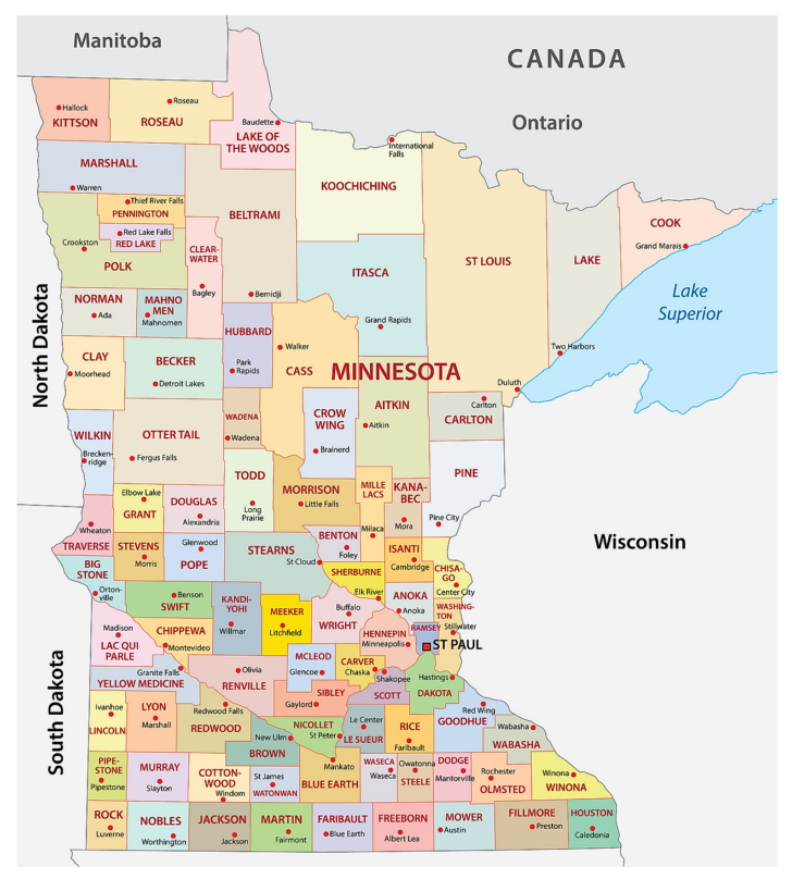Minnesota Maps Facts World Atlas | Adams Printable Map