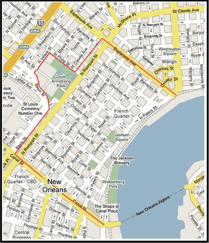 New Orleans Map Of French Quarter Time Zones Map | Adams Printable Map