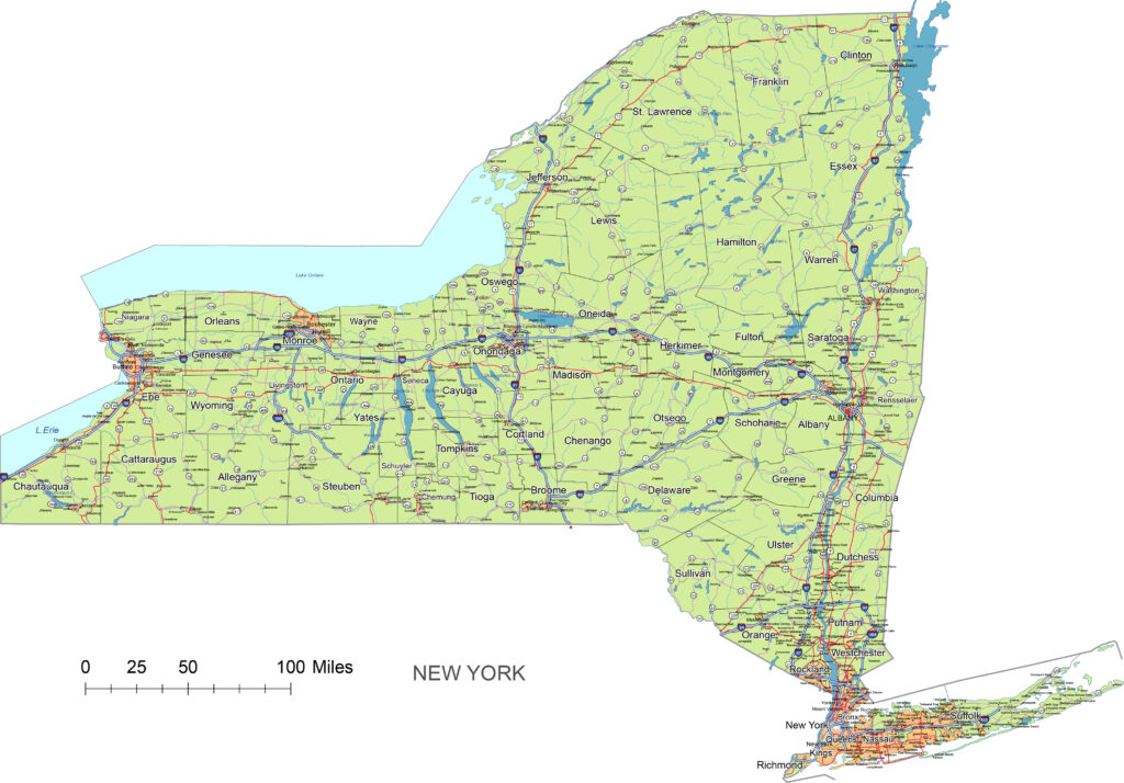 Road Map Of New York State Printable | Adams Printable Map