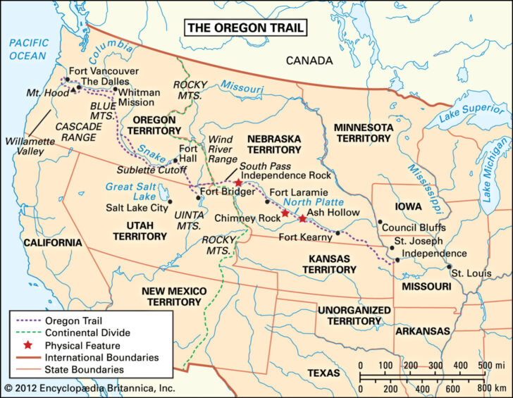 Oregon Trail Definition History Map Facts Britannica Printable Map Of ...