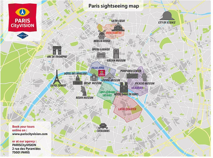 Paris Tourist Map Downloadable Map PARISCityVISION PARISCityVISION ...