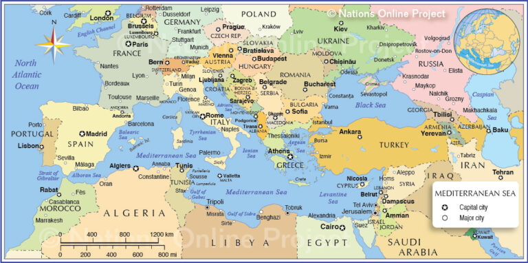 Political Map Of The Mediterranean Region Nations Online Project ...