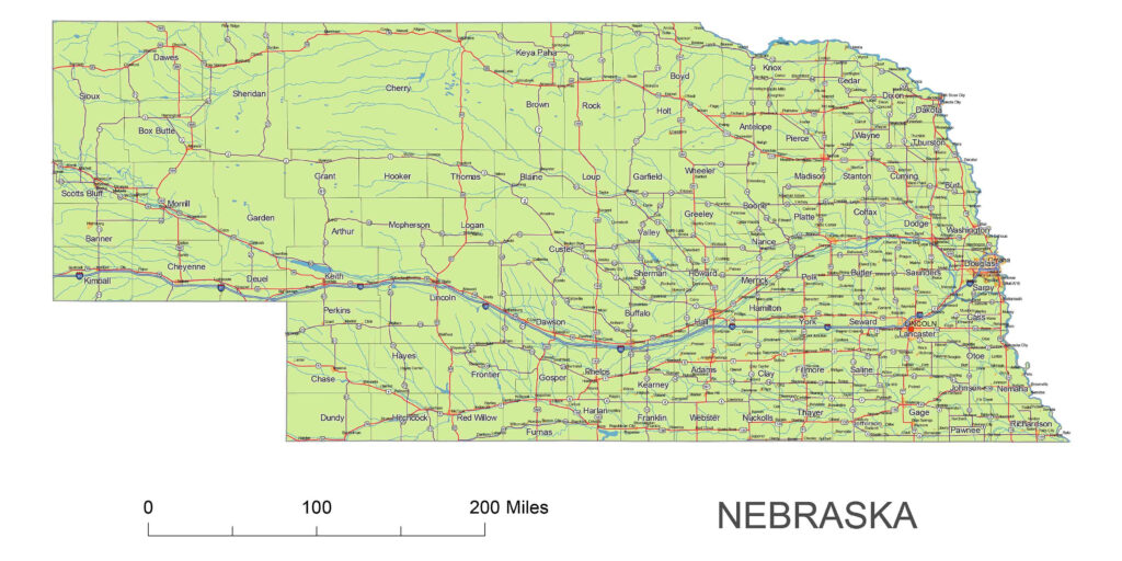 Preview Of Nebraska State Vector Road Map Lossless Scalable AI PDF Map ...