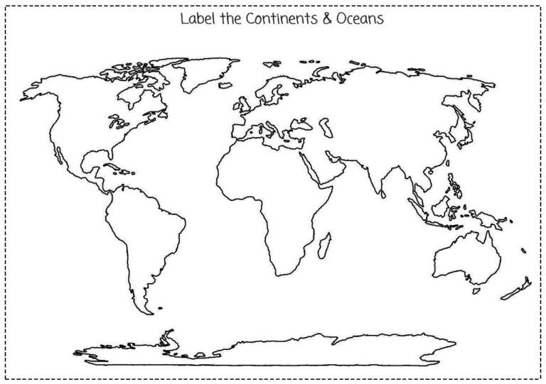 Printable Blank Map Of Continents And Oceans To Label Pdf | Adams ...