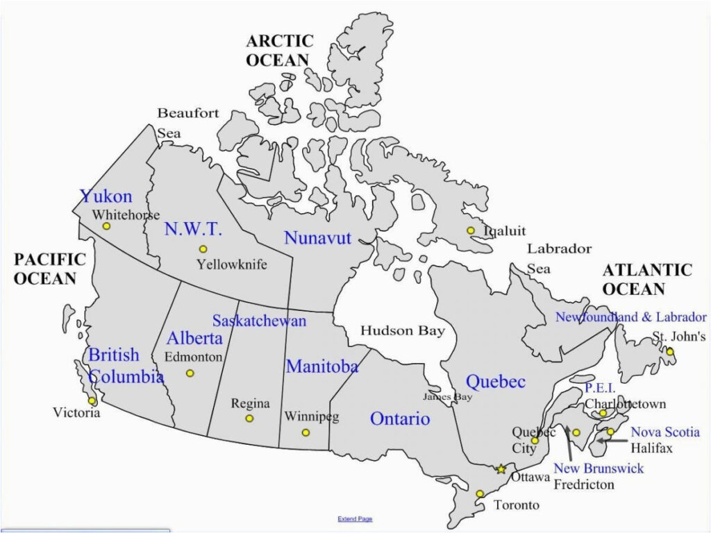 Printable Map Of Canada Provinces And Territories And Capital Cities ...
