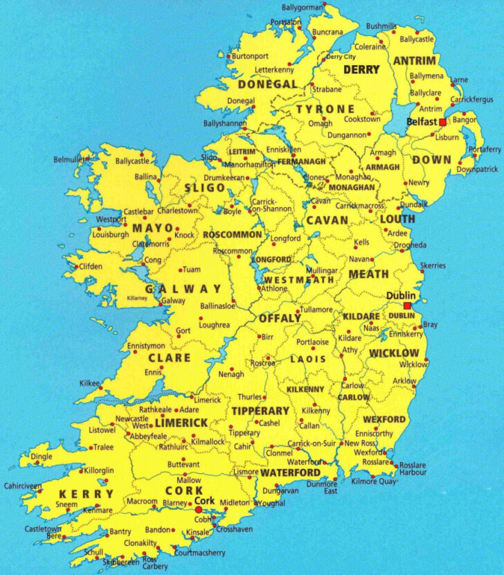 Printable Map Of Ireland Counties And Towns Printable Maps | Adams ...