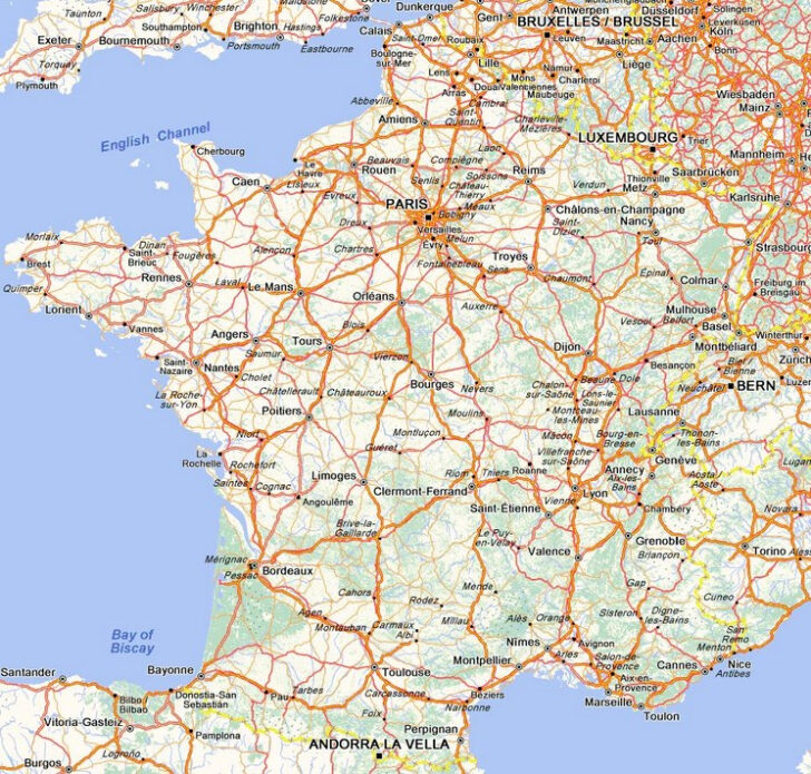 Road Map Map Of Roads In France Route Calculation With Or Without Tolls ...
