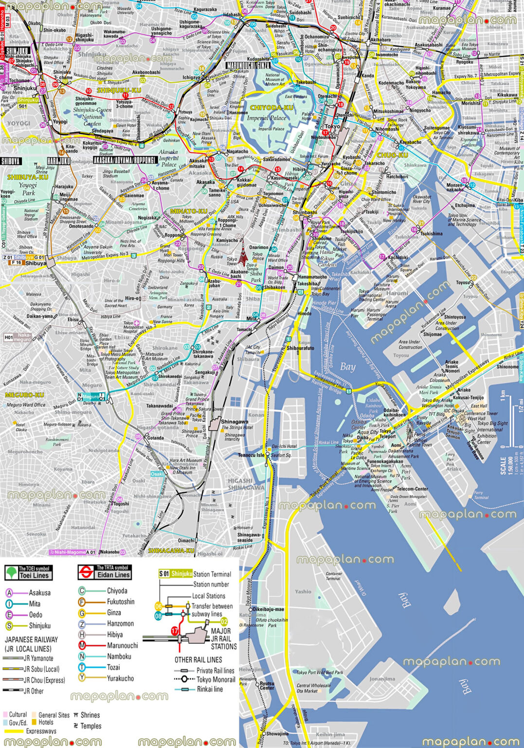 Tokyo Map City Centre Free English Travel Guide Must See Sights | Adams ...
