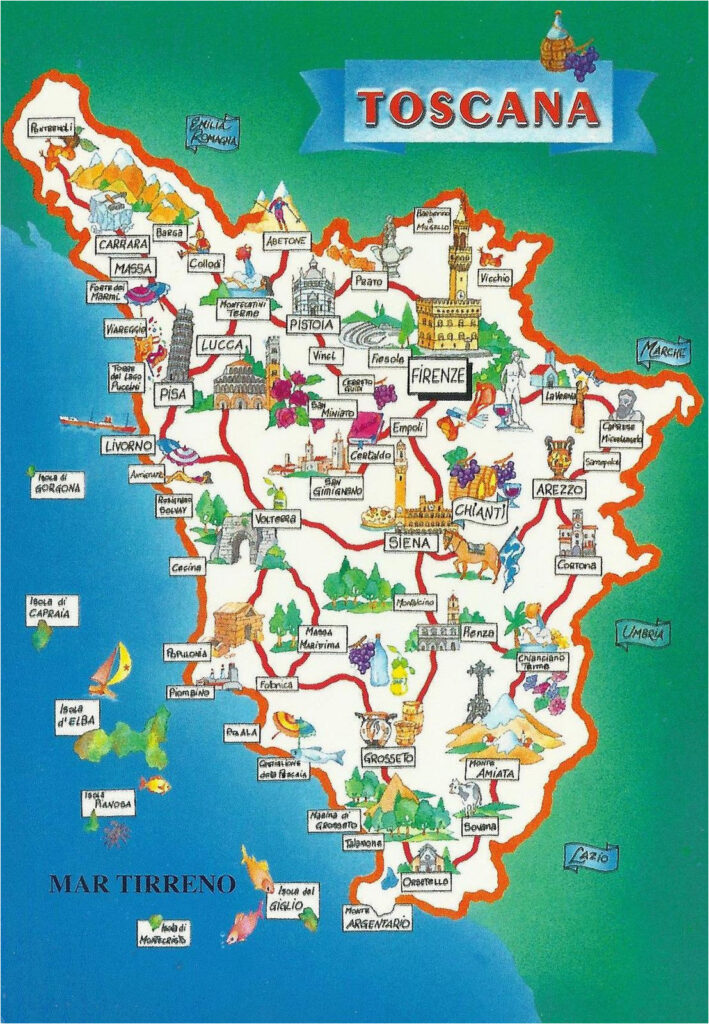 Tuscany Italy Map Of Area Secretmuseum | Adams Printable Map