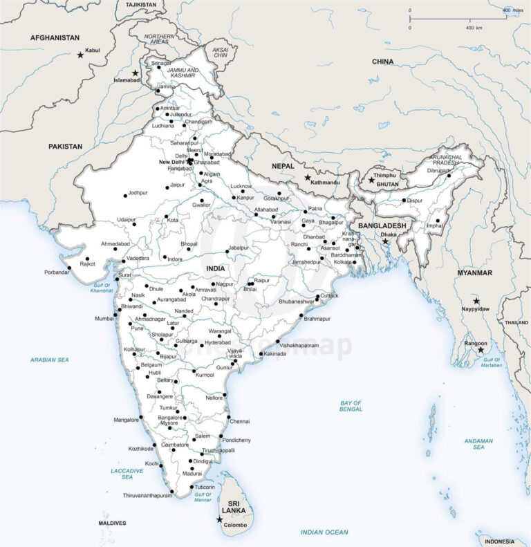 Vector Map Of India Political One Stop Map | Adams Printable Map