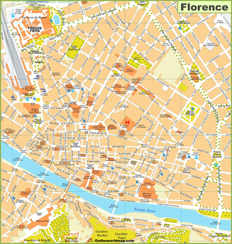 Walking Map Of Florence | Adams Printable Map