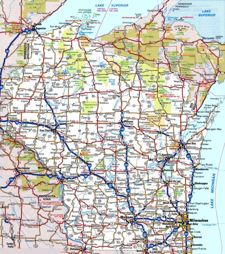 Wisconsin Road Map Printable State Road Maps Printable Maps | Adams ...