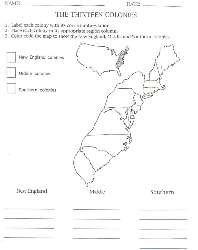 Free Printable Blank 13 Colonies Map | Adams Printable Map