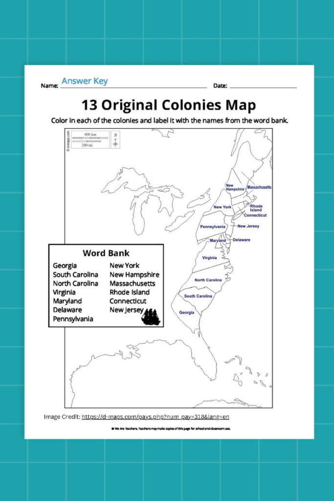 Printable Map Of The Thirteen Original Colonies | Adams Printable Map