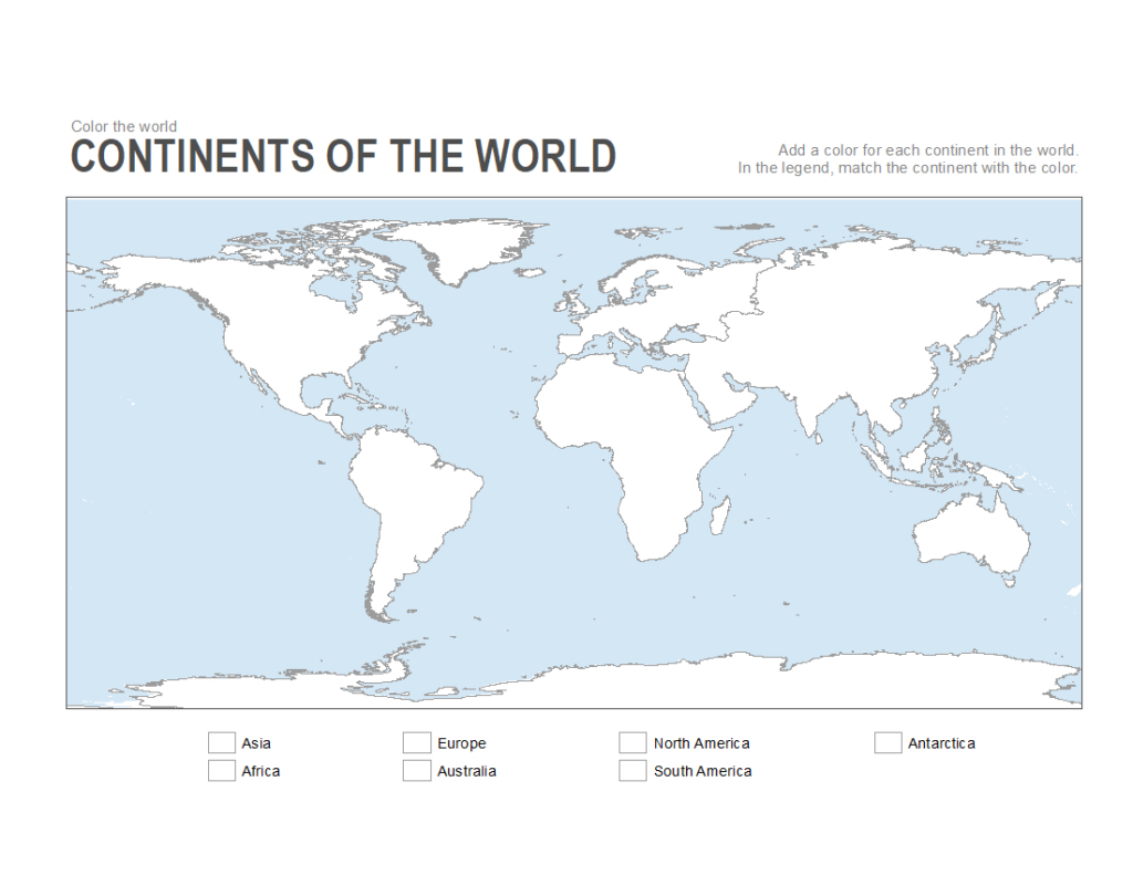 World Map With Continents And Oceans Printable | Adams Printable Map