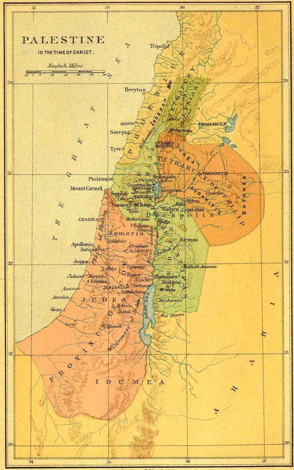 Free Printable Map Of Israel In Jesus Time | Adams Printable Map