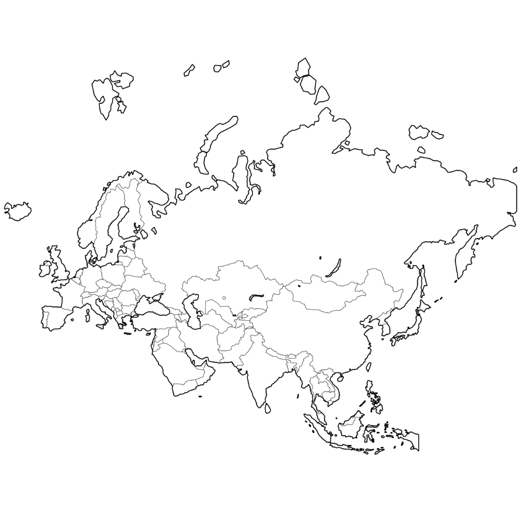 Outline Map Of Europe And Asia | Adams Printable Map