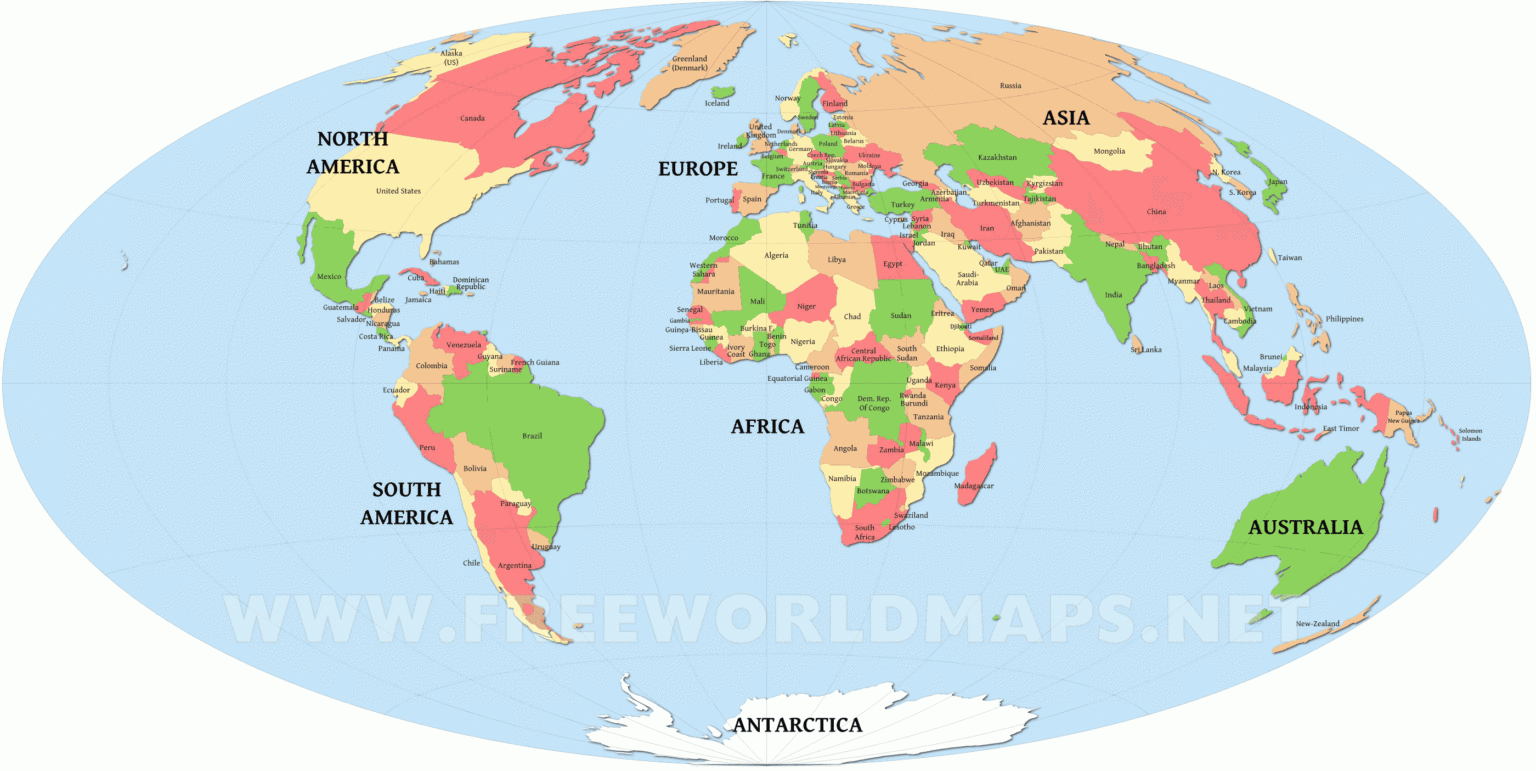 Free Printable Map Of The World With Countries | Adams Printable Map