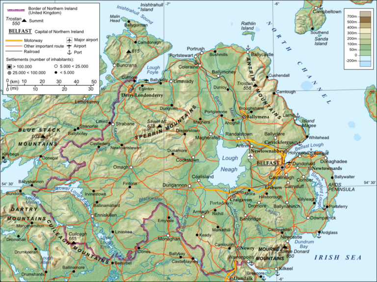 Map Of Northern Ireland Border | Adams Printable Map