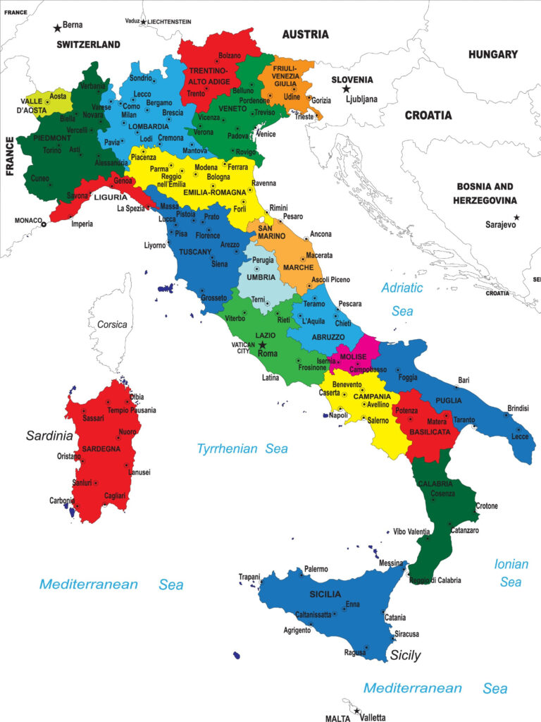 West Coast Of Italy Map | Adams Printable Map