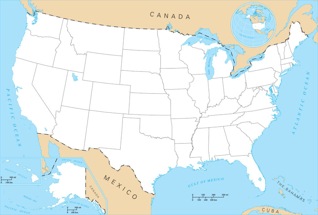 Free Printable Blank US Map With State Outlines | Adams Printable Map