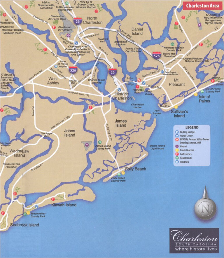 Tourist Printable Map Of Charleston Sc | Adams Printable Map