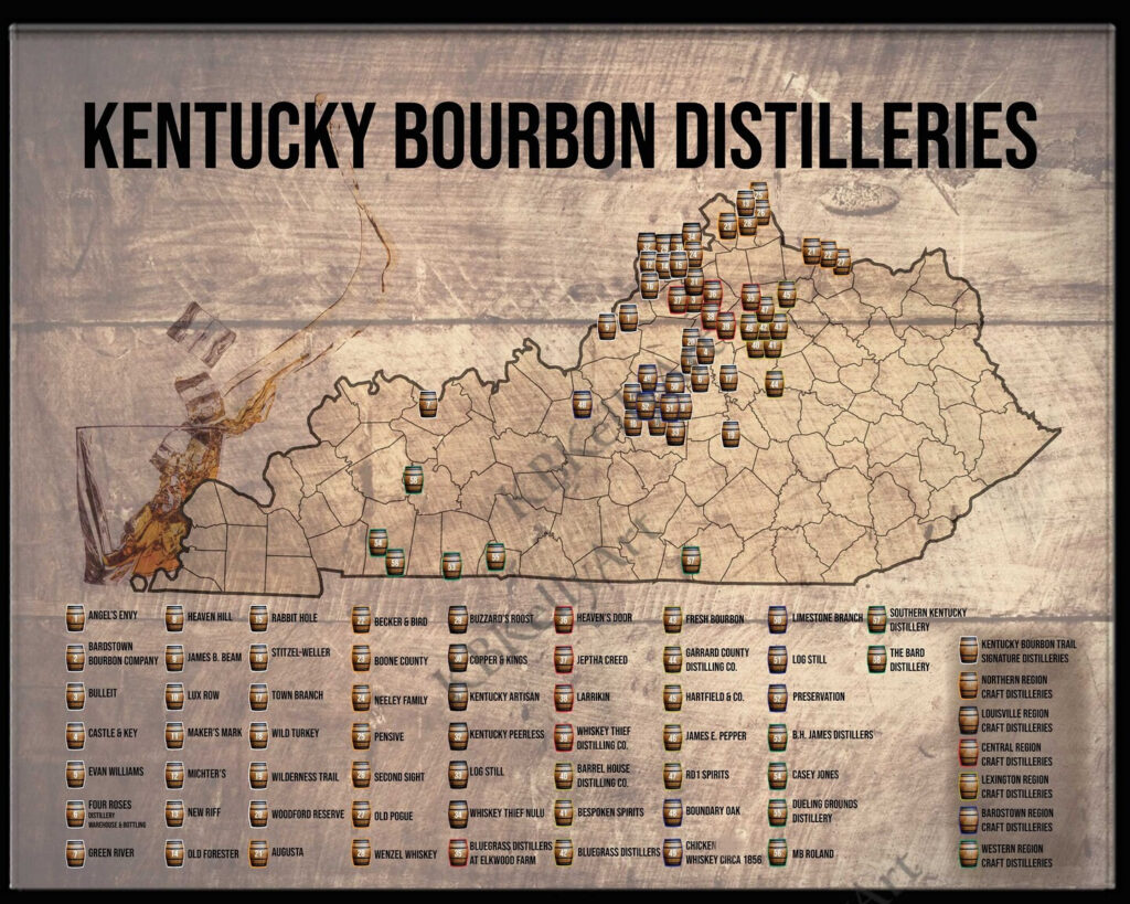 Pdf Printable Kentucky Bourbon Trail Map | Adams Printable Map