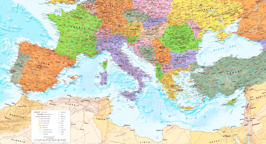 Printable Map Of Mediterranean Ports | Adams Printable Map