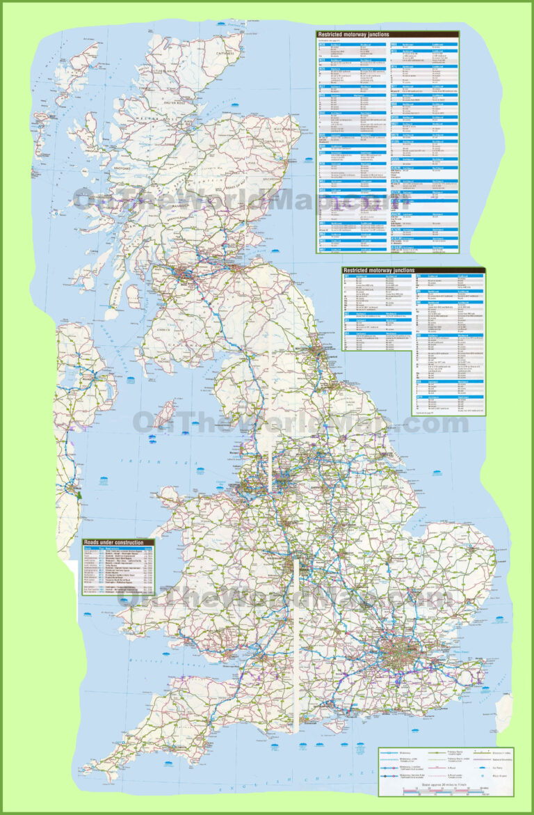 Driving Map Of England And Scotland | Adams Printable Map