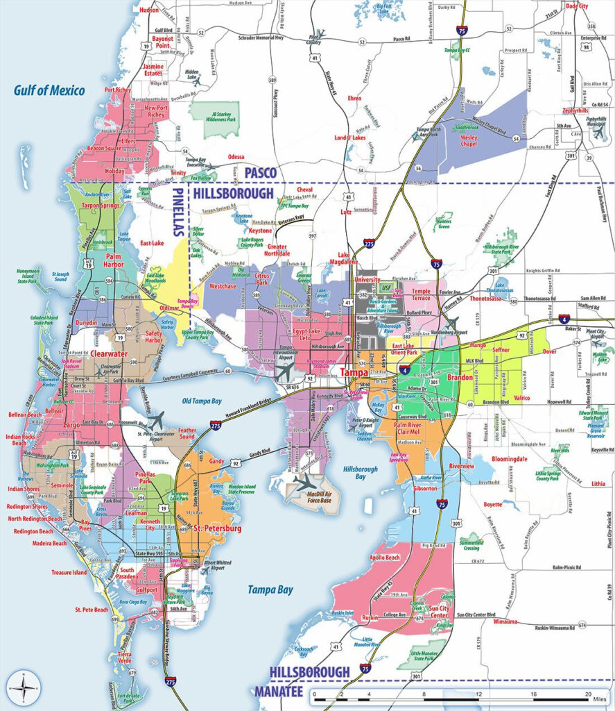 Printable Map Of Tampa Bay Area | Adams Printable Map