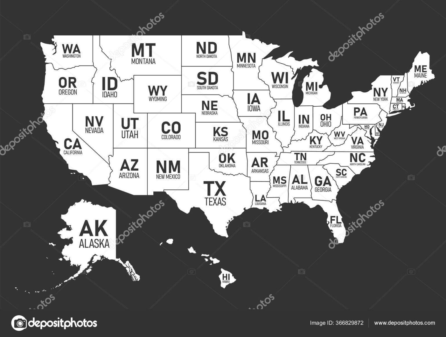 Free Printable US Map With State Abbreviations | Adams Printable Map