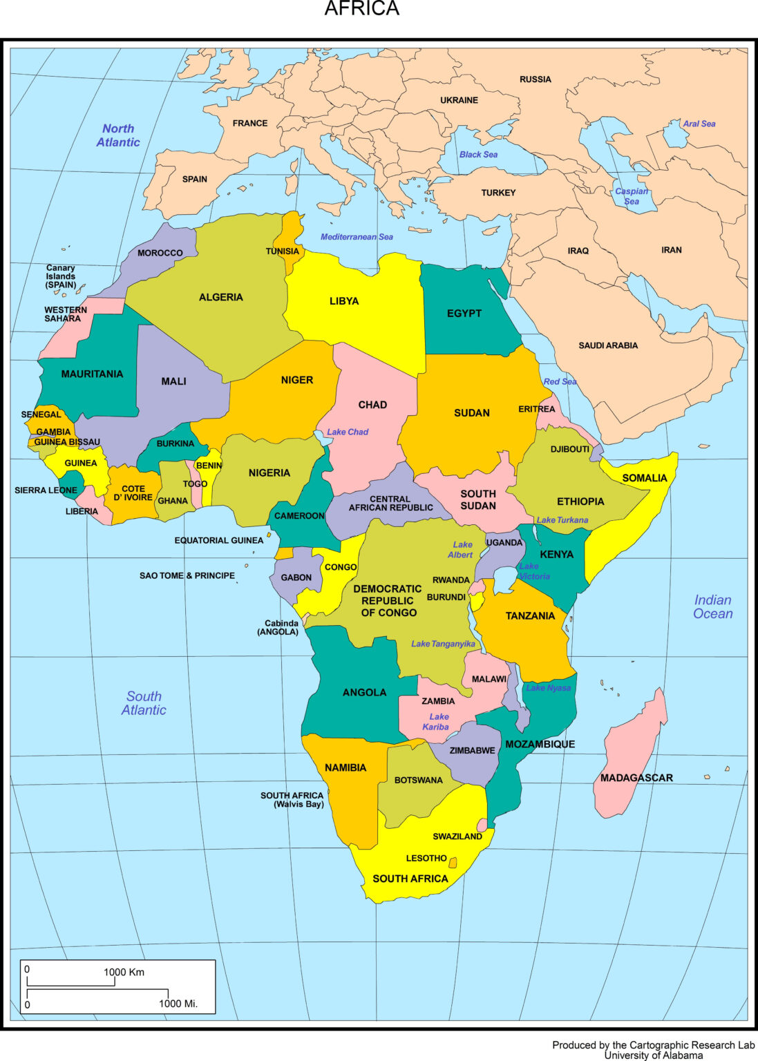 Free Printable Map Of Africa With Countries And Capitals | Adams ...