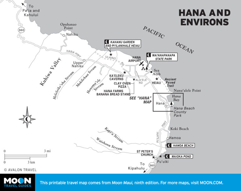 Printable Road To Hana Map With Mile Markers | Adams Printable Map