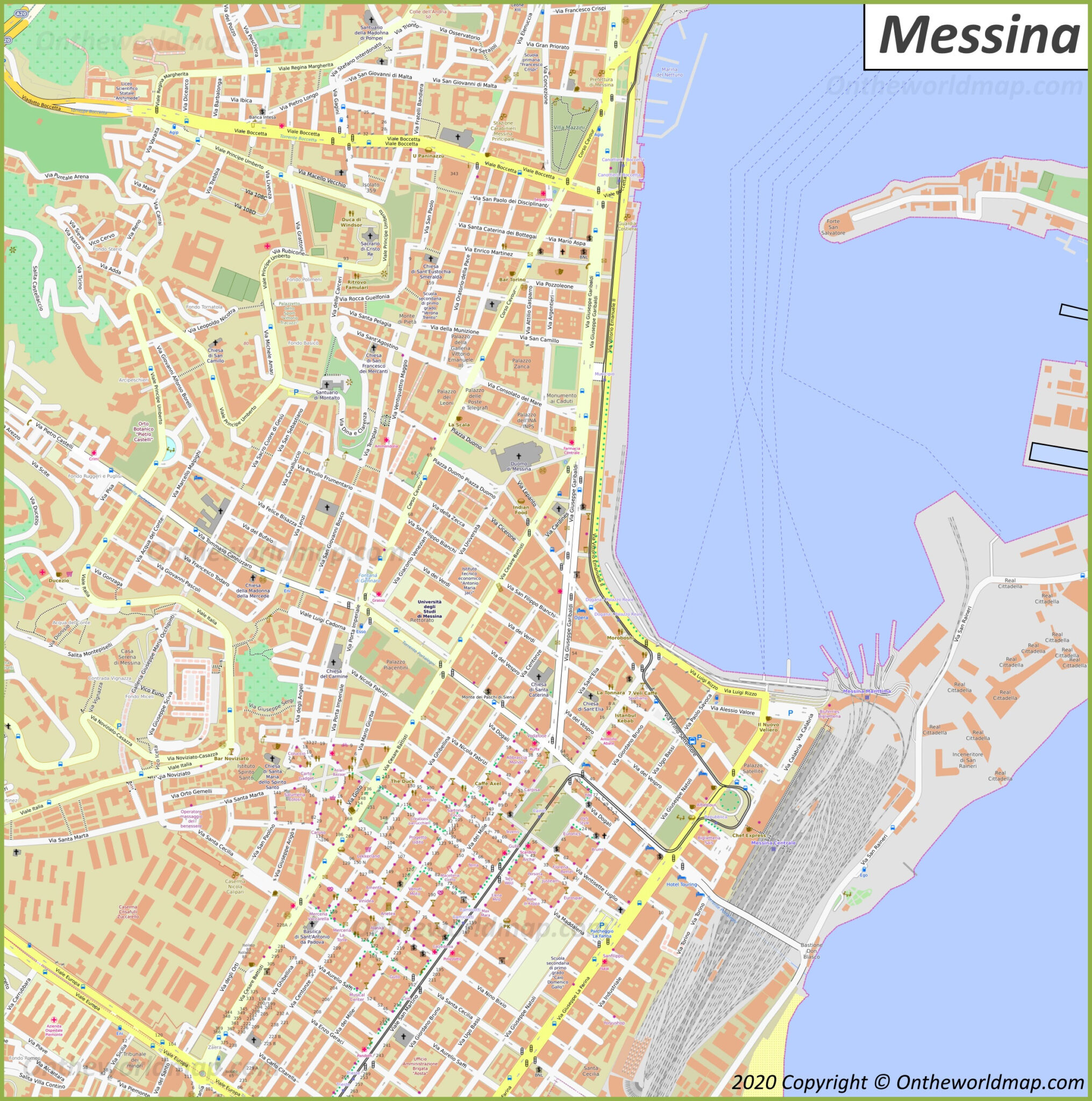 Map Of Messina Sicily Italy | Adams Printable Map