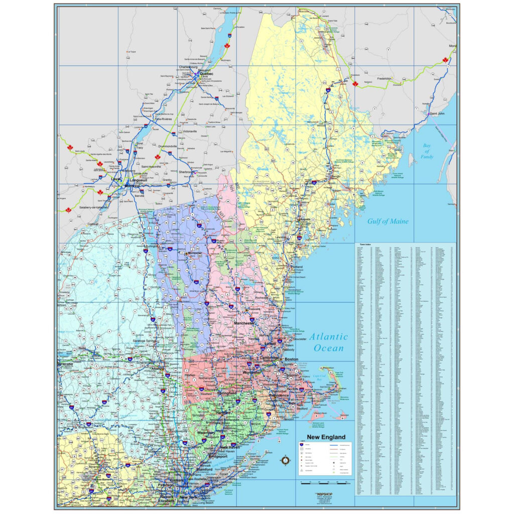 New England Road Map Printable | Adams Printable Map