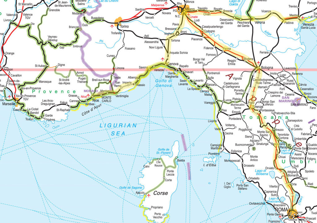 Rail Map Of Italy And France | Adams Printable Map