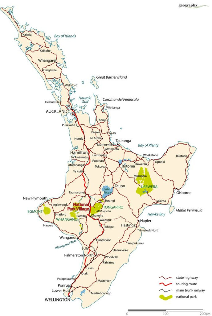 Printable Map Of North Island New Zealand | Adams Printable Map