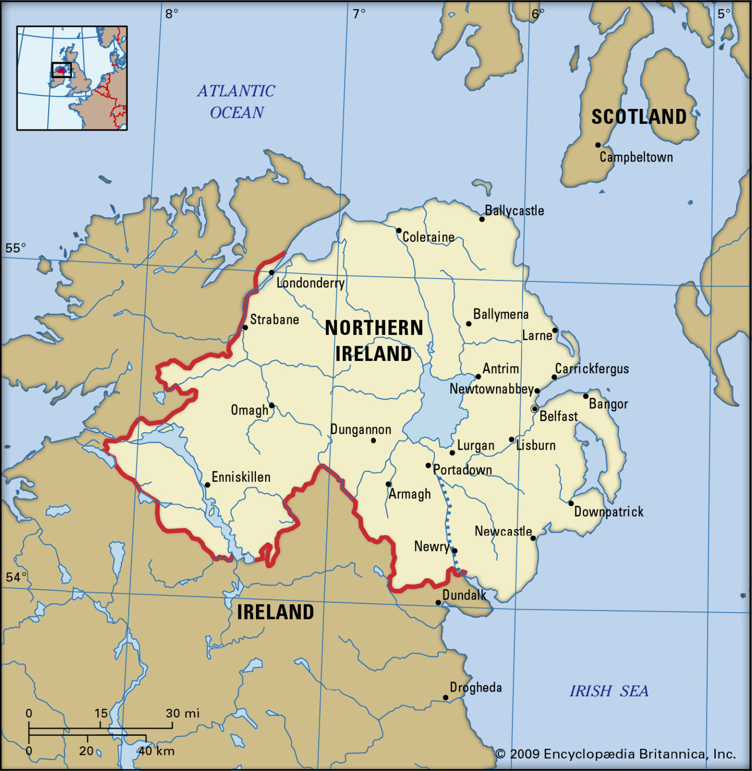 Map Of Northern Ireland And Ireland | Adams Printable Map