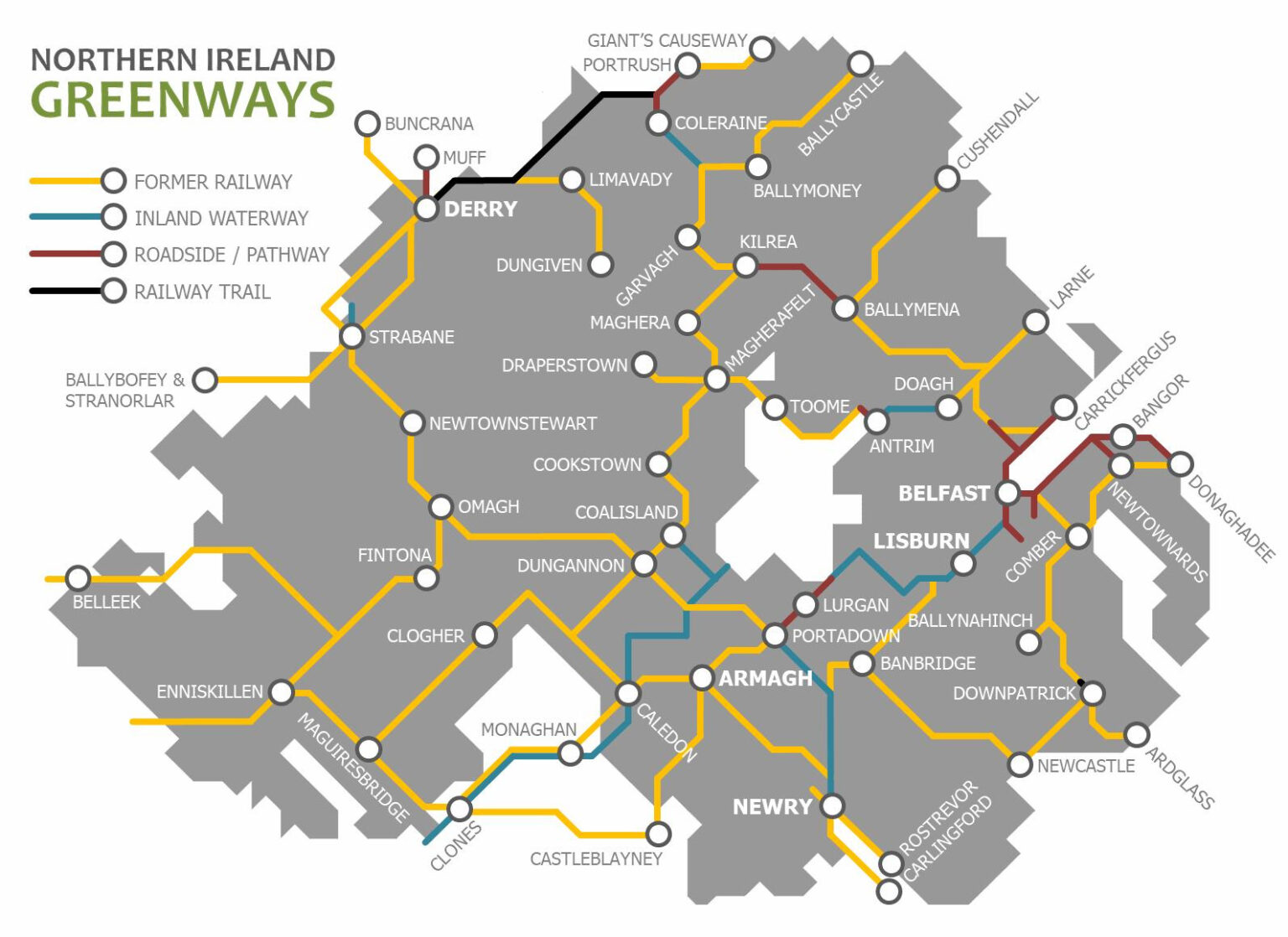 Map Of Northern Ireland Railways | Adams Printable Map