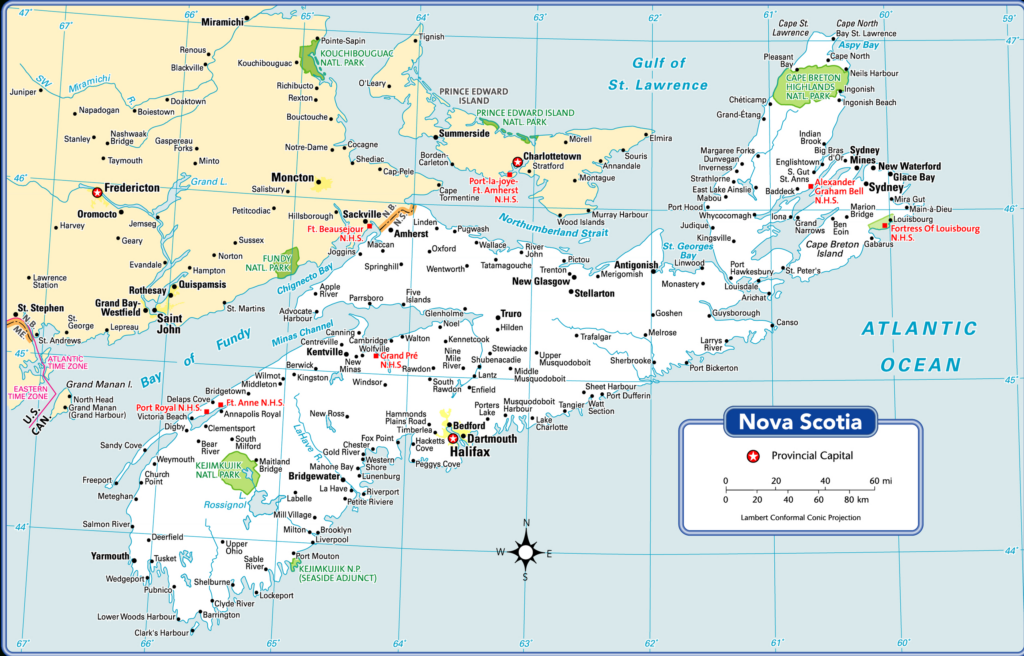Printable Tourist Map Of Nova Scotia | Adams Printable Map