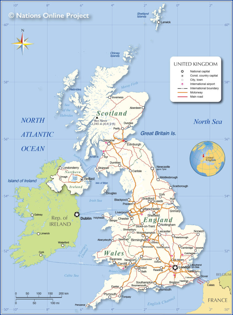 Map Of Scotland And England | Adams Printable Map